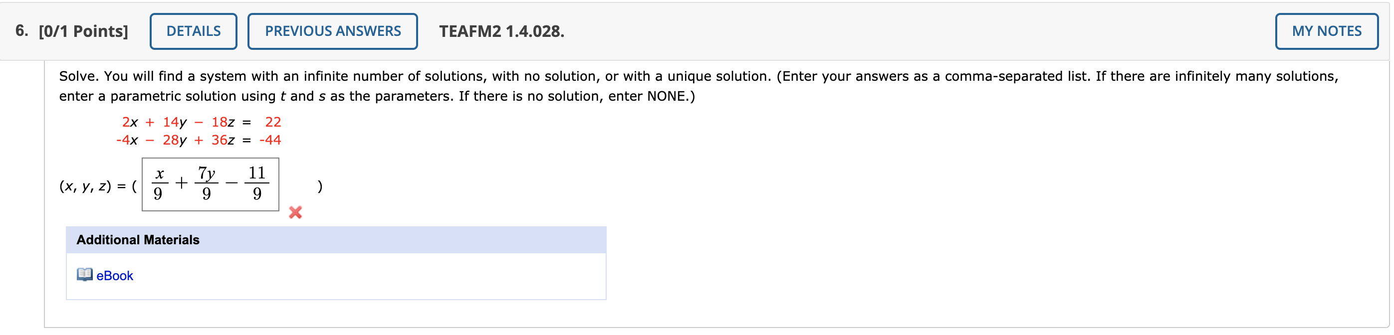 Solved 6. [0/1 Points] DETAILS PREVIOUS ANSWERS TEAFM2 | Chegg.com