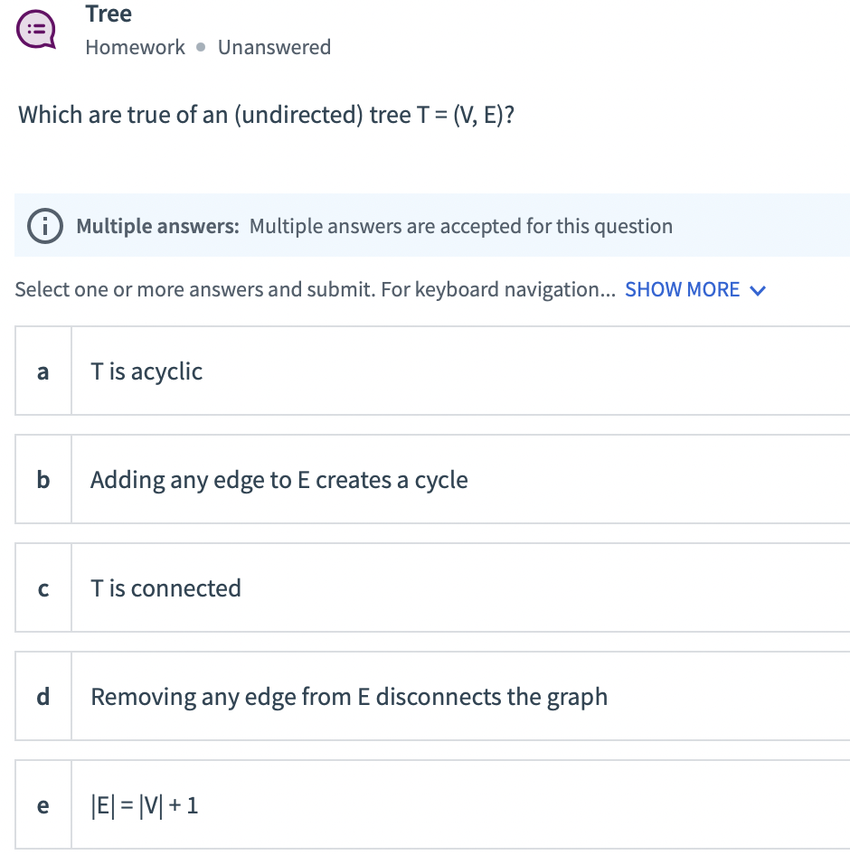 Solved Tree Homework • Unanswered Which are true of an | Chegg.com