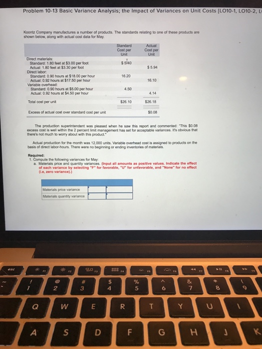 Solved Problem 10-13 Basic Variance Analysis; the Impact of | Chegg.com