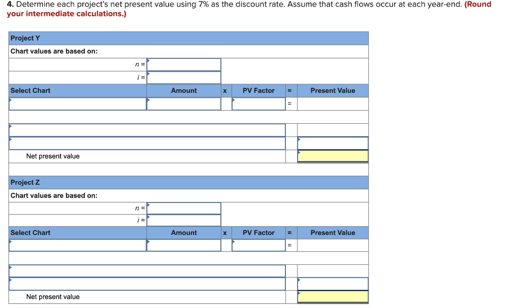 Solved 4. Determine each project's net present value using | Chegg.com