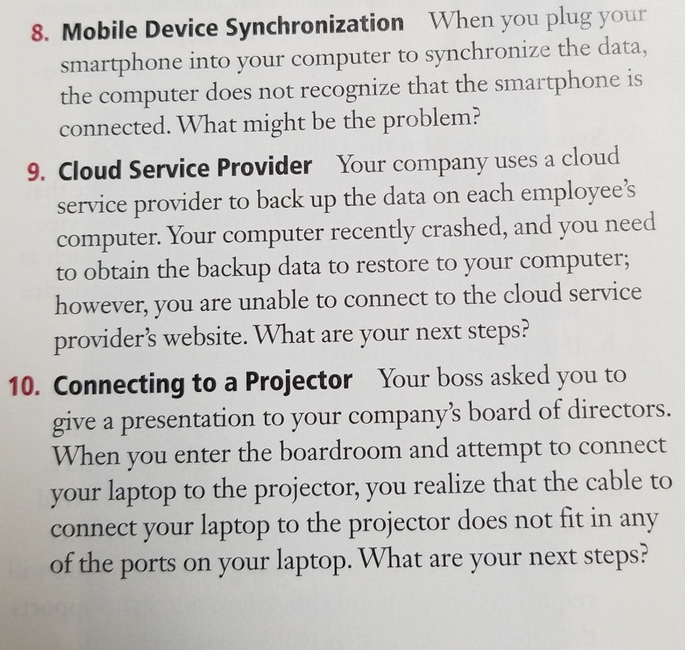 Solved 8. Mobile Device Synchronization When you plug your | Chegg.com