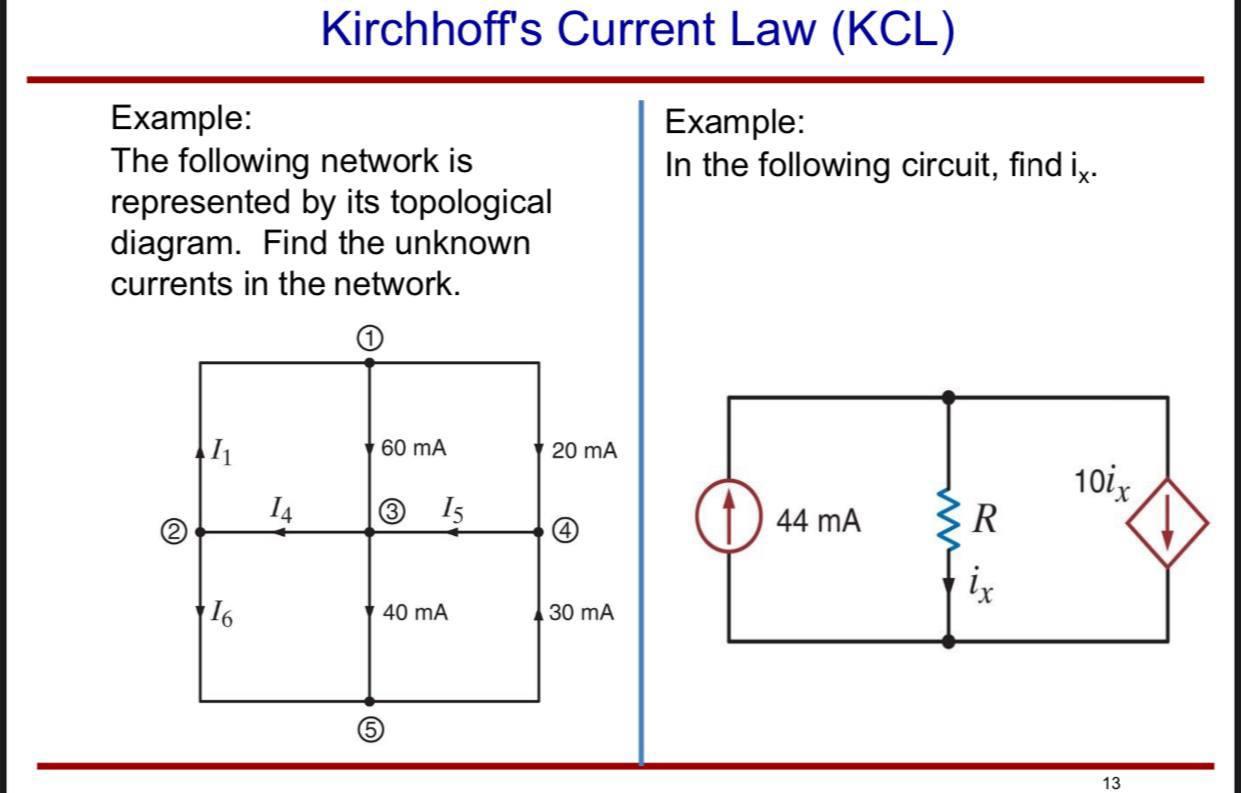 Solved Kirchhoff's Current Law (KCL) Example: In the | Chegg.com
