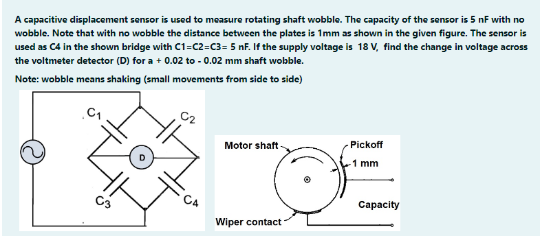 Solved A capacitive displacement sensor is used to measure | Chegg.com