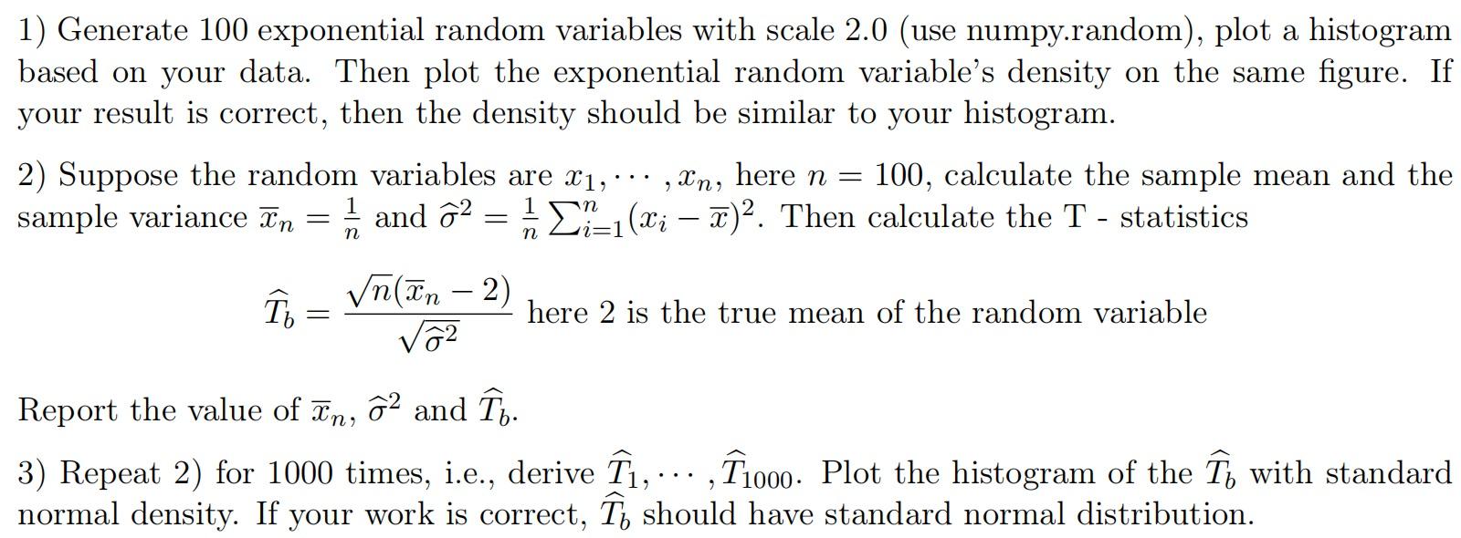 Solved 1 Generate 100 Exponential Random Variables With 3167