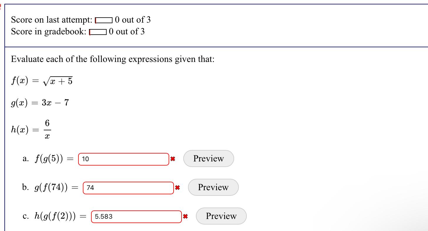 Solved Score on last attempt: 0 out of 3 Score in gradebook: | Chegg.com