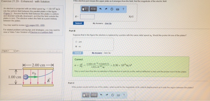 Solved An Electron Is Projected With An Initial Speed V 0