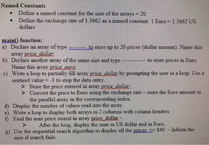 Solved Named Constants . Define a named constant for the | Chegg.com