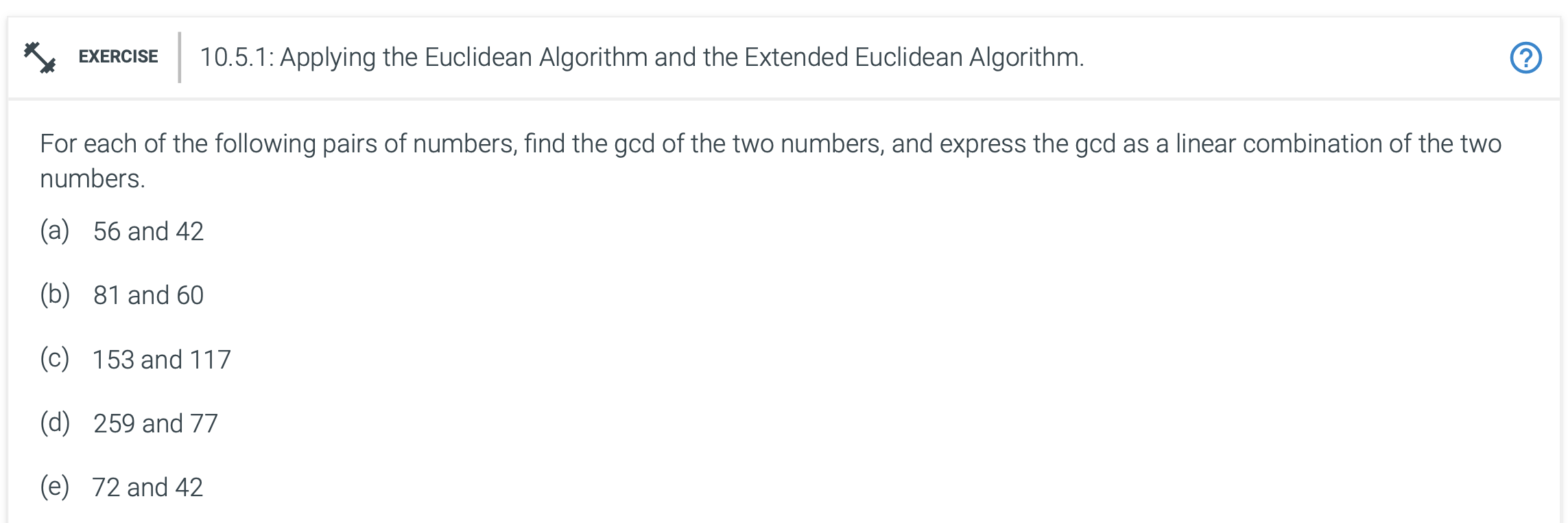 Solved For each of the following pairs of numbers, find the | Chegg.com