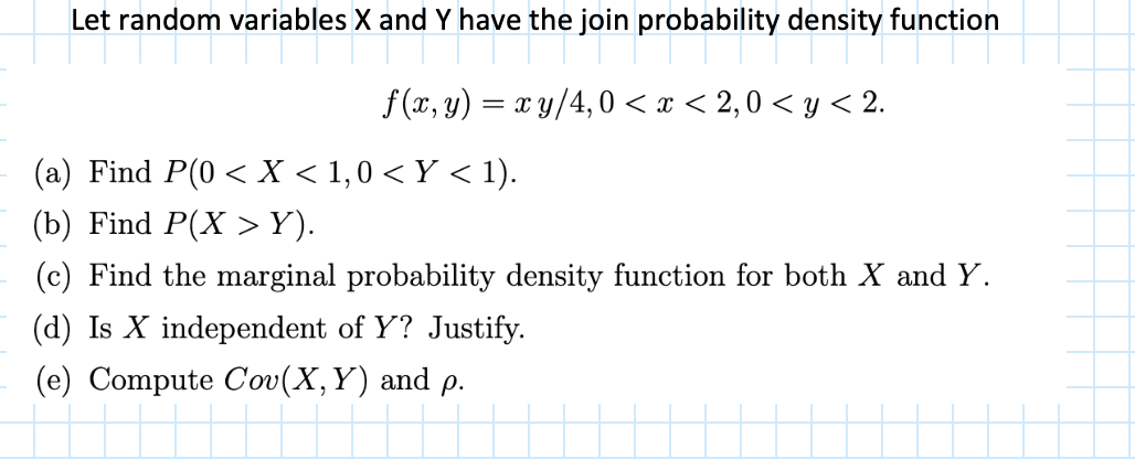 Let random variables x ﻿and Y ﻿have the join | Chegg.com