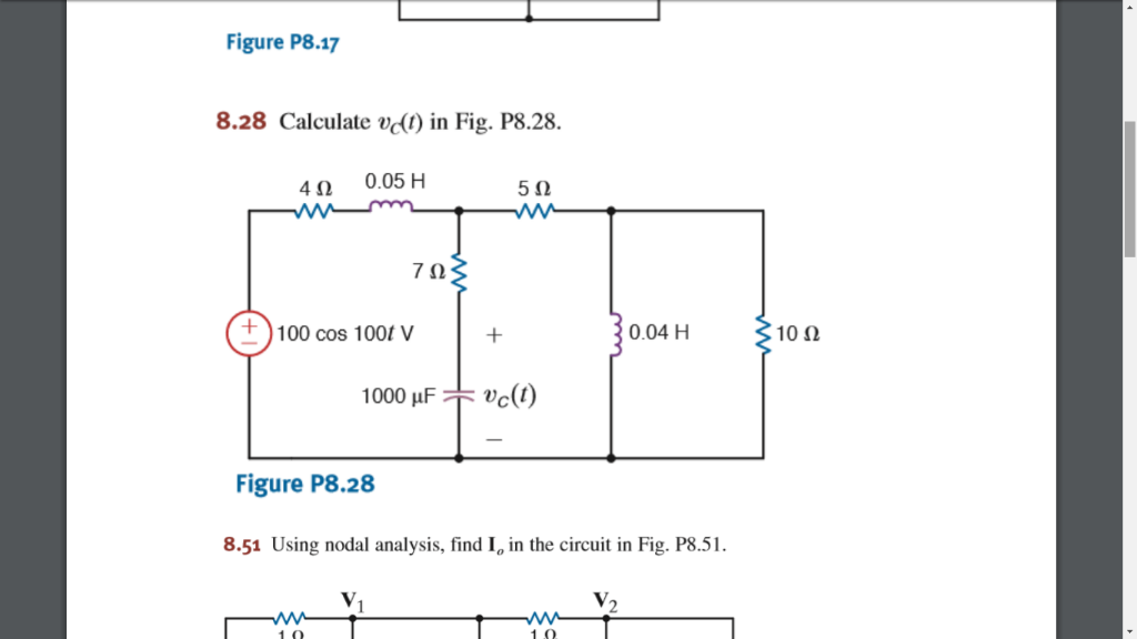 Solved Figure P8.17 8.28 Calculate vd) in Fig. P8.28. 4Ω | Chegg.com