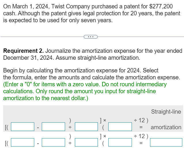 Solved Requirement 2. Journalize the amortization expense | Chegg.com Solved Requirement 2. Journalize the amortization expense | Chegg.com