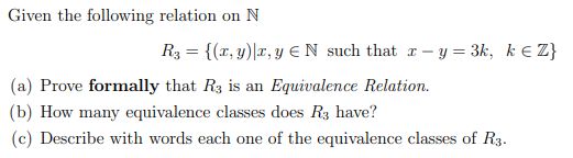 Solved Given the following relation on N R3={(x,y)∣x,y∈N | Chegg.com