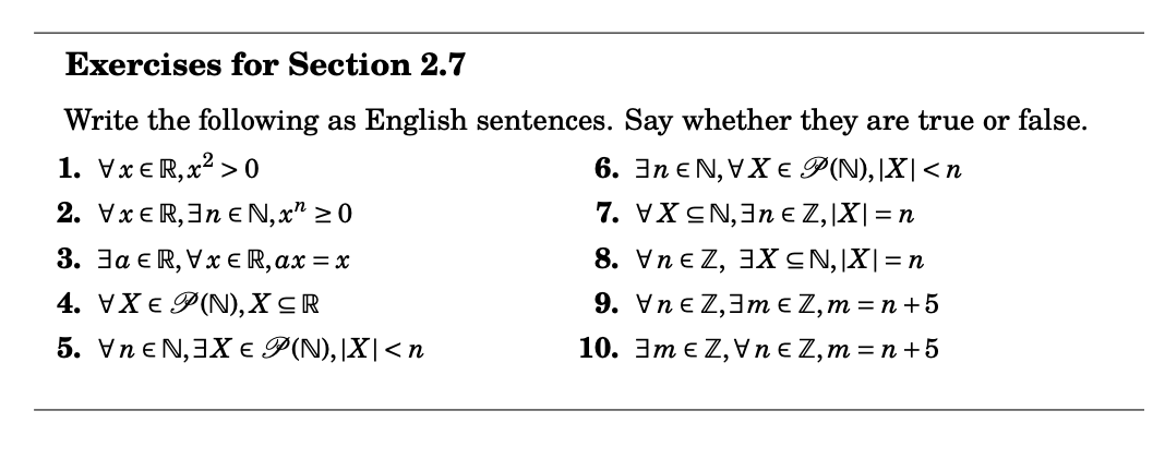 Solved Write the following as English sentences. Say whether | Chegg.com
