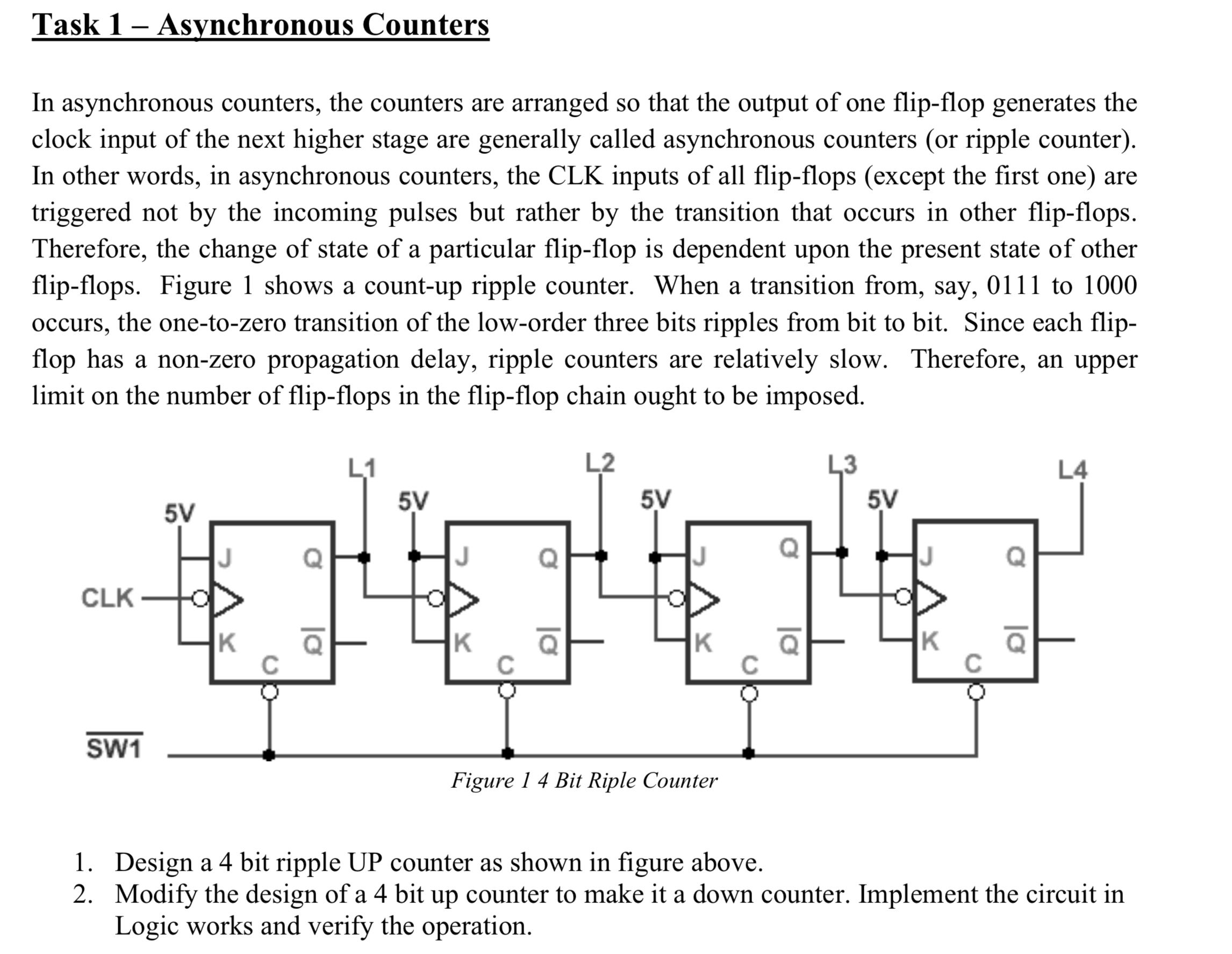 Task 1 - Asynchronous Counters In asynchronous | Chegg.com