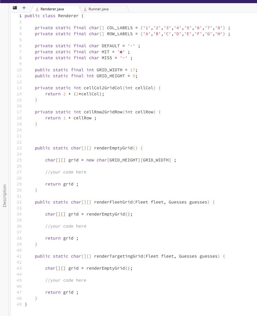 Solved 1. An empty grid, that does not display any ships or | Chegg.com