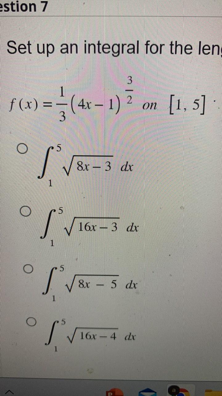 Solved Set up an integral for the len f(x)=31(4x−1)23 on | Chegg.com