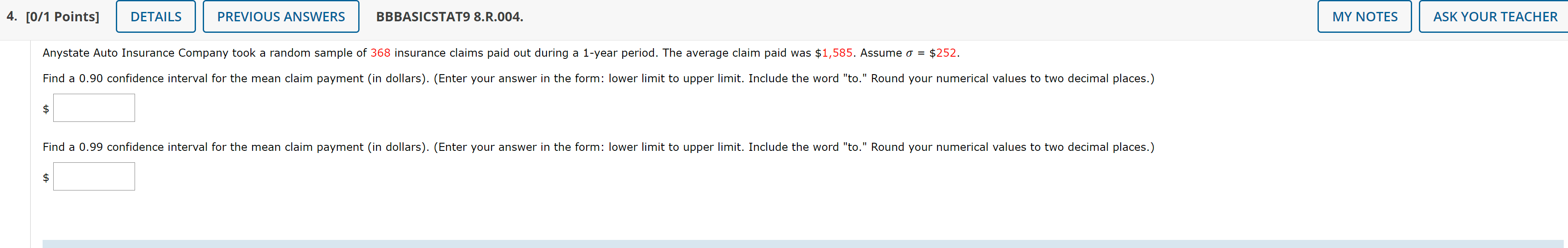 Solved Anystate Auto Insurance Company took a random sample | Chegg.com