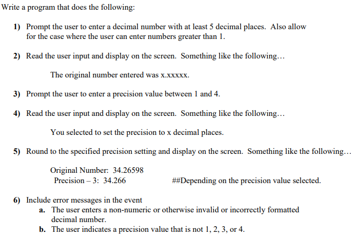 Solved Write a program that does the following: 1) Prompt | Chegg.com