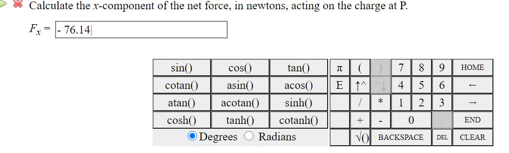 Solved Calculate the x-component of the net force, in | Chegg.com