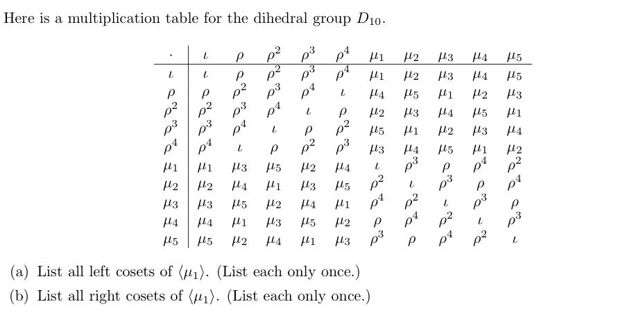 Solved Here is a multiplication table for the dihedral group | Chegg.com