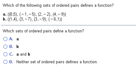 Solved Which of the following sets of ordered pairs defines | Chegg.com