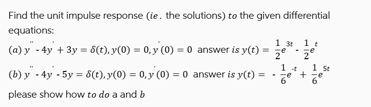 Find the unit impulse response (ie . ﻿the | Chegg.com