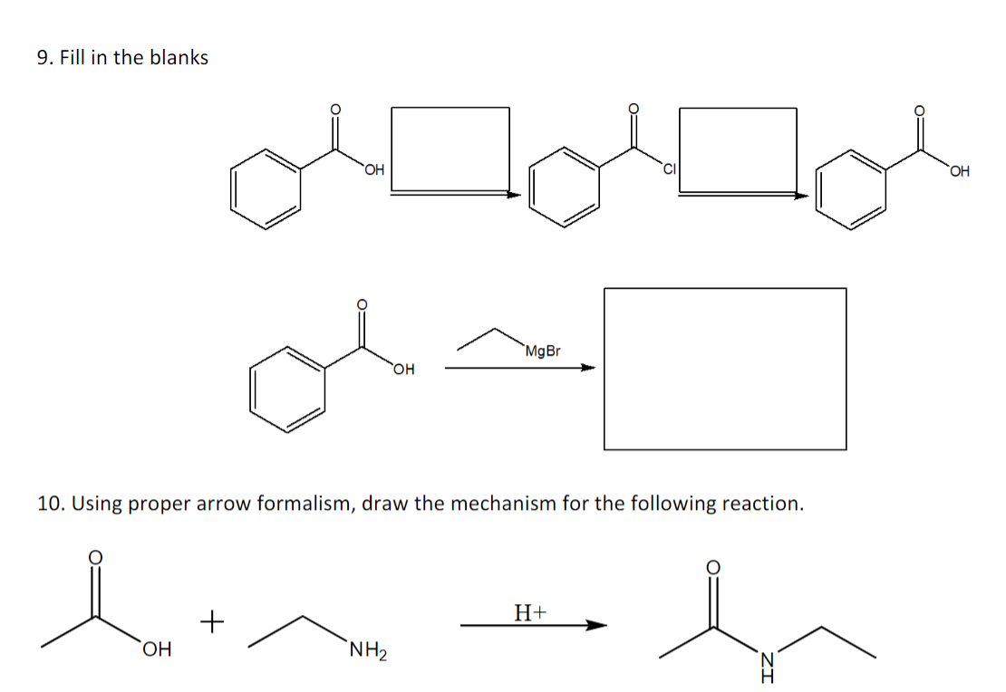 Solved 9. Fill in the blanks MgBr 10. Using proper arrow | Chegg.com
