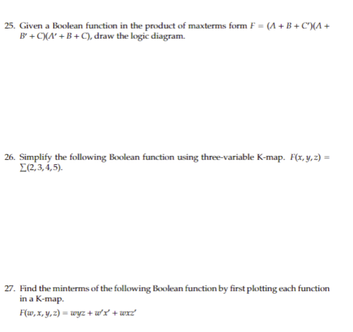 Solved 25 Given A Boolean Function In The Product Of 3063
