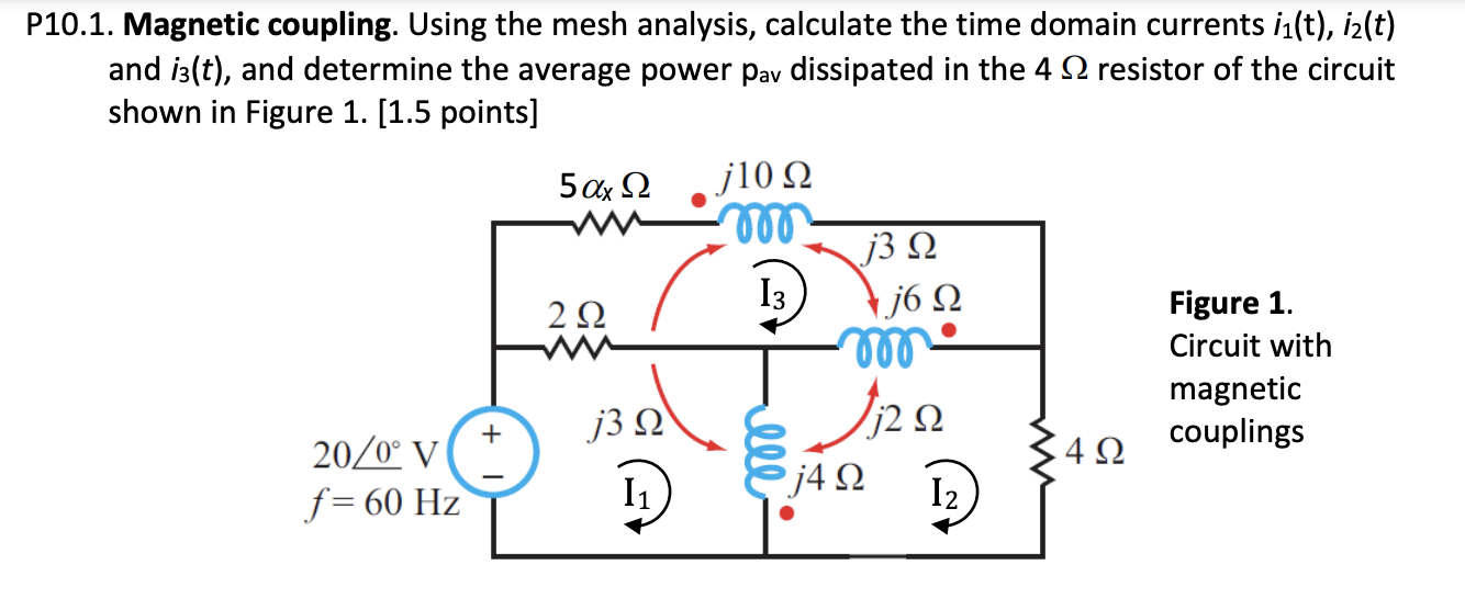 P10.1. Magnetic coupling. Using the mesh analysis, | Chegg.com