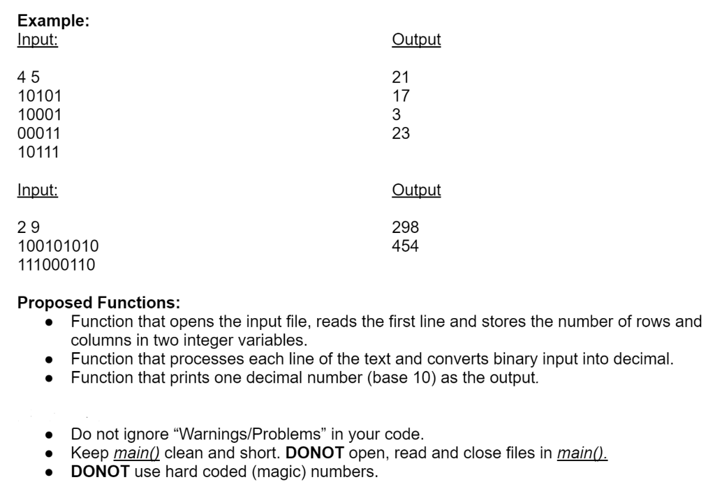 Solved Consider the following input file format: 45 10101 | Chegg.com
