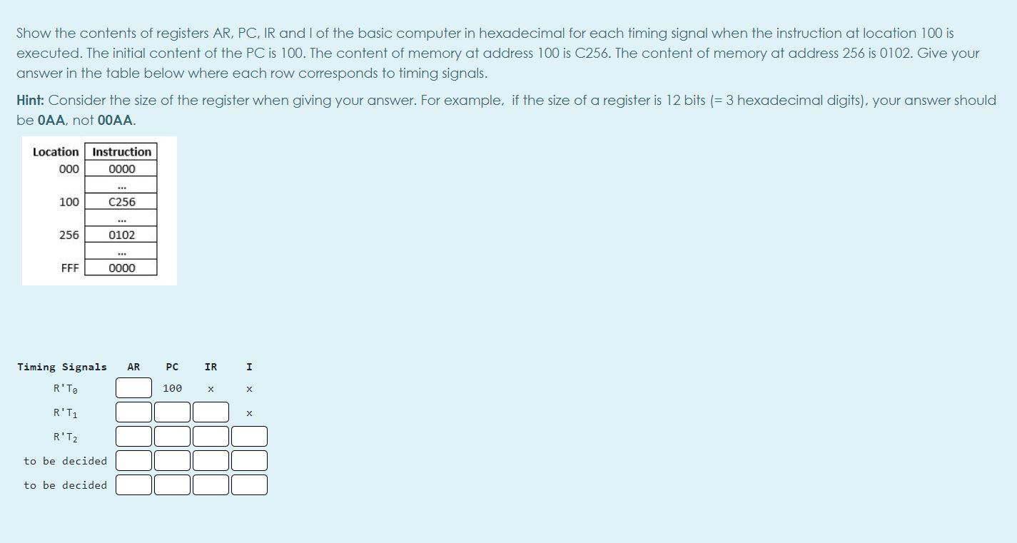Solved Show the contents of registers AR, PC, IR and I of | Chegg.com