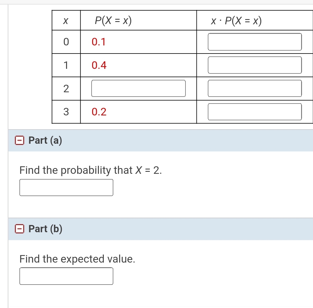 Solved Part (a) Find the probability that X=2. Part (b) Find | Chegg.com
