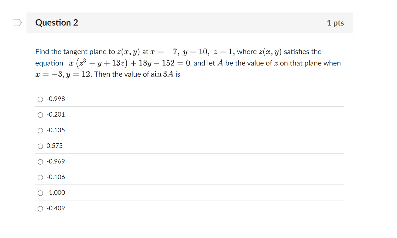 Solved Question 2Find the tangent plane | Chegg.com
