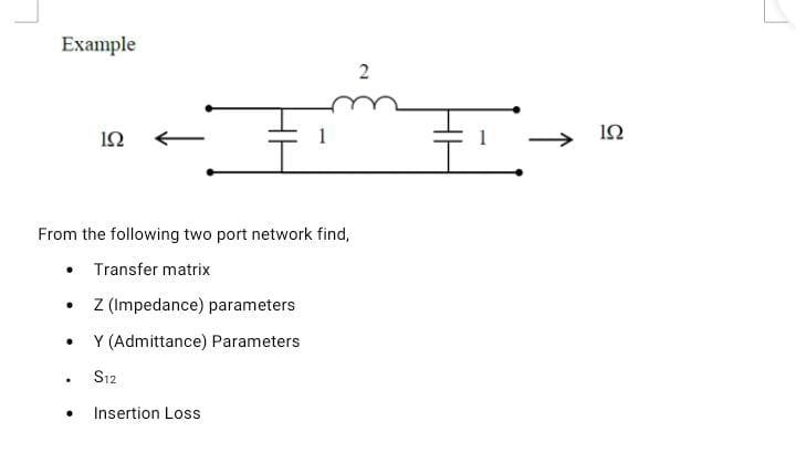Example From the following two port network find, - | Chegg.com