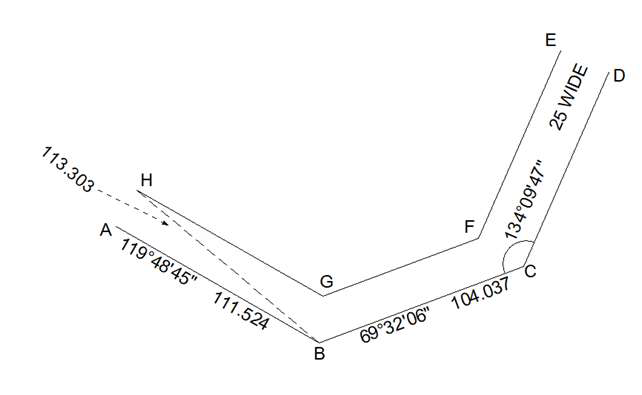 Solved Road width of line (ABC) to (HGF) is 20.117m. If the | Chegg.com