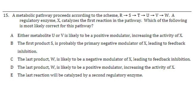 Solved 15. A metabolic pathway proceeds according to the | Chegg.com