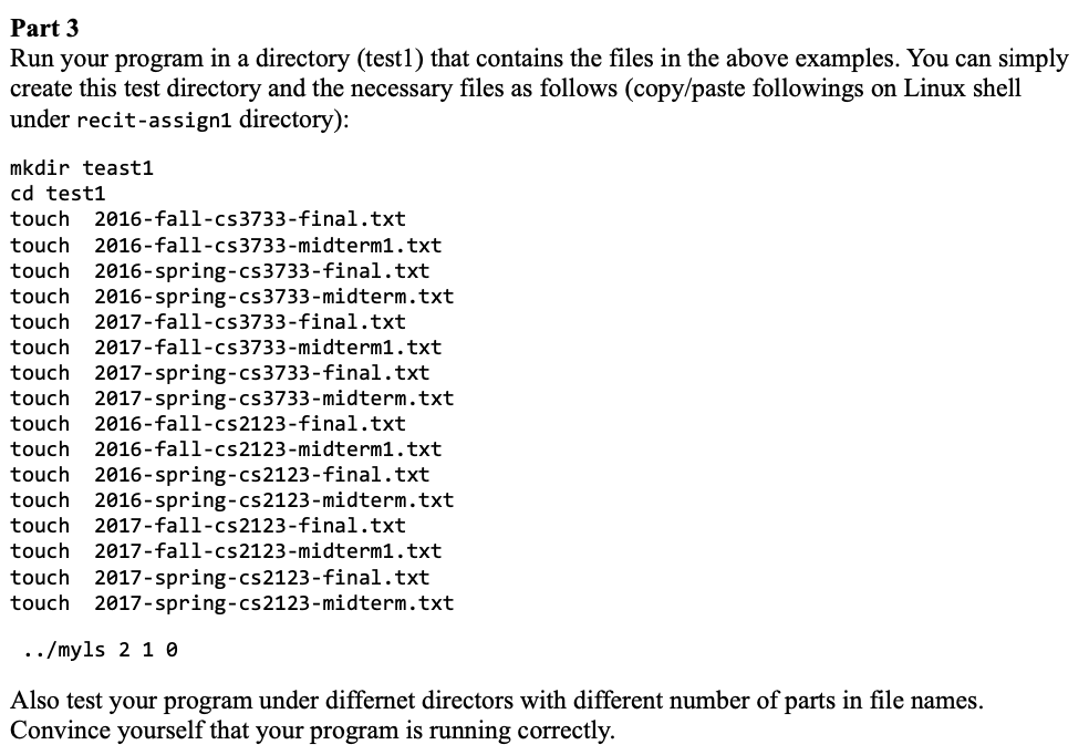 Implement myls.c program using C and compile it | Chegg.com