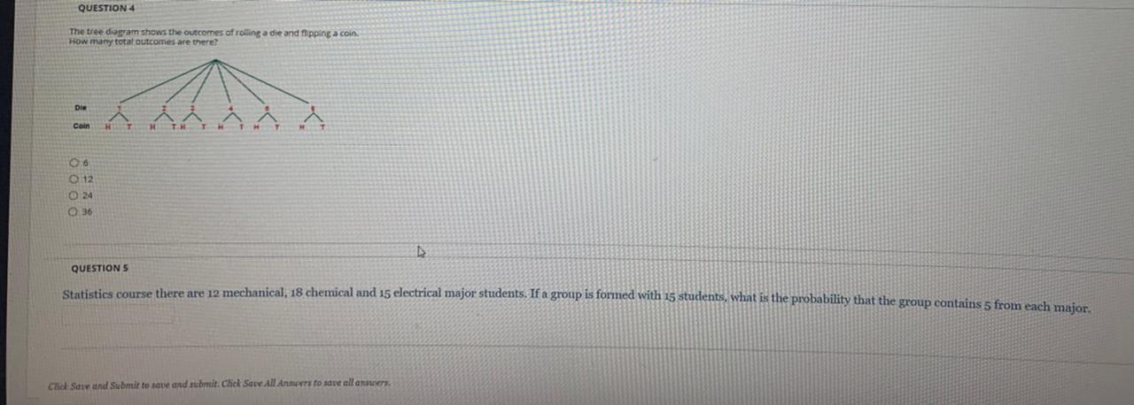 Solved QUESTION 4 The tree diagram shows the outcomes of | Chegg.com