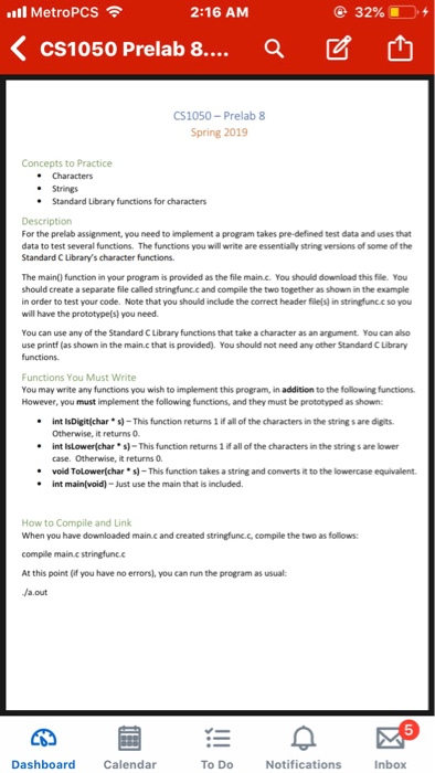 Solved ill MetroPCS 2:16 AM 32% 10' + くCS1050 Prelab 8...。 | Chegg.com