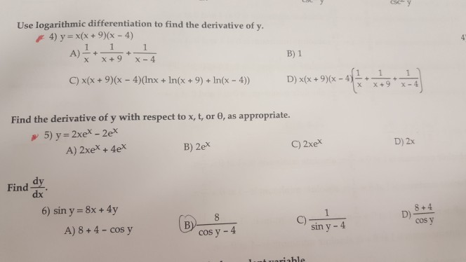 Solved Use logarithmic differentiation to find the | Chegg.com