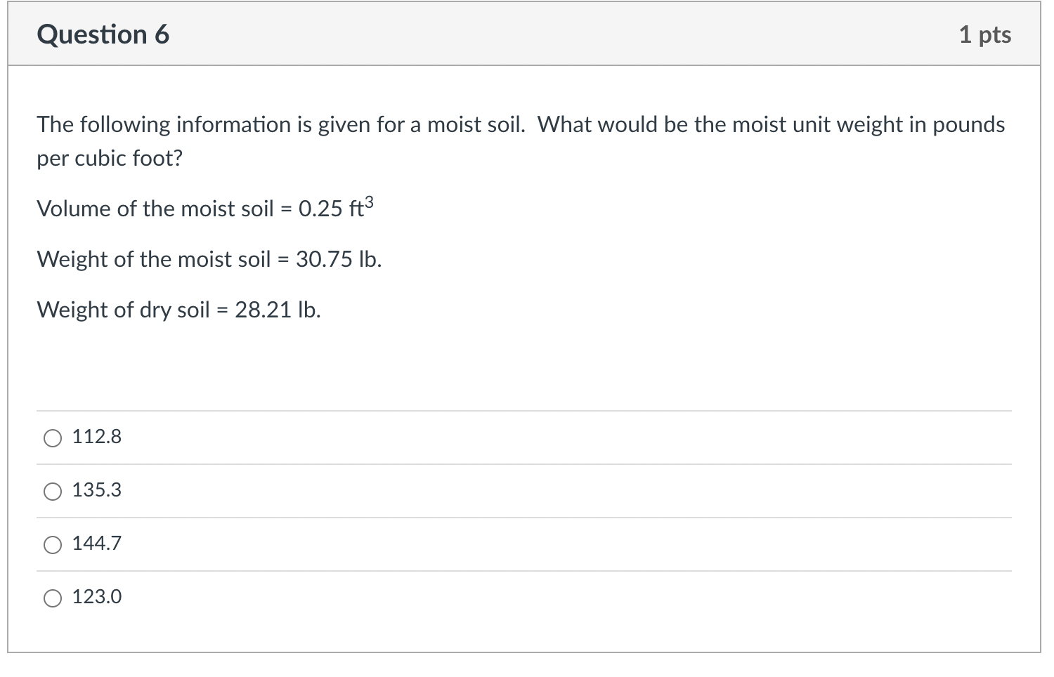 Solved The following information is given for a moist soil. | Chegg.com