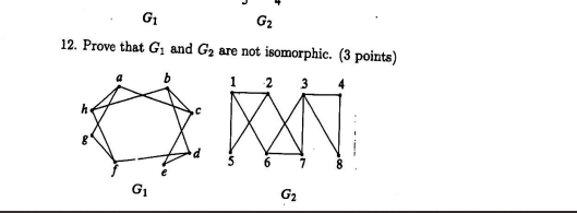 Solved 12. Prove that G1 and G2 are not isomorphic. (3 | Chegg.com