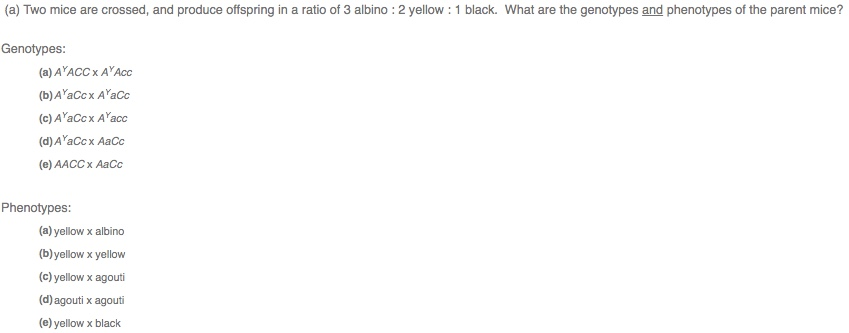 Solved Question 1: (4 points) The agouti locus in mice has | Chegg.com