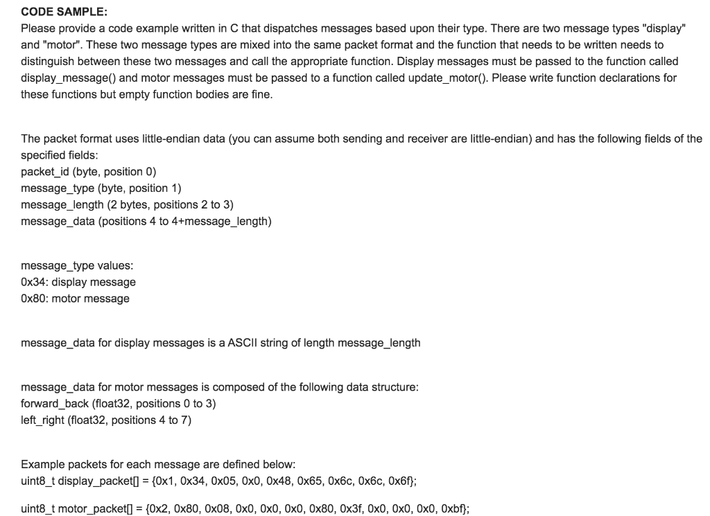 CODE SAMPLE: Please provide a code example written in | Chegg.com