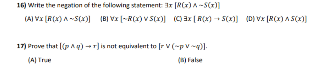 Solved 16) Write the negation of the following statement: | Chegg.com