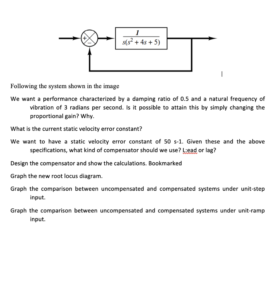 Following the system shown in the image We want a | Chegg.com