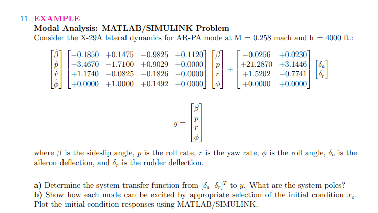 11. EXAMPLE Modal Analysis: MATLAB/SIMULINK Problem | Chegg.com