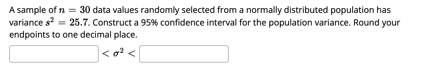 Solved A sample of n=30 data values randomly selected from a | Chegg.com