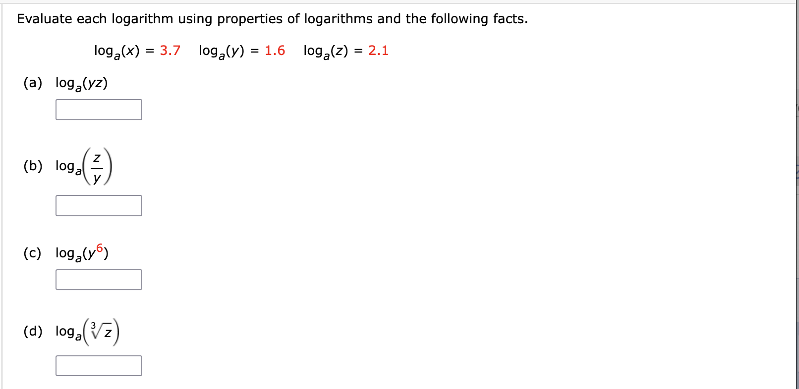 Solved Evaluate each logarithm using properties of | Chegg.com