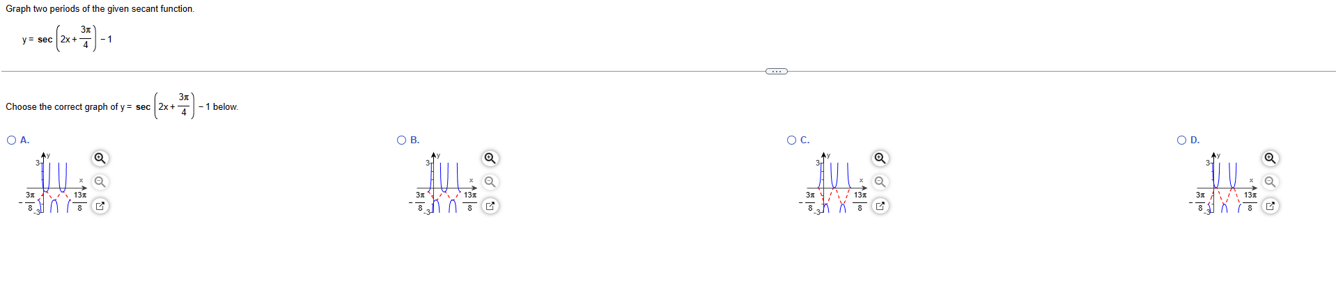 Graph two periods of the given secant function. | Chegg.com